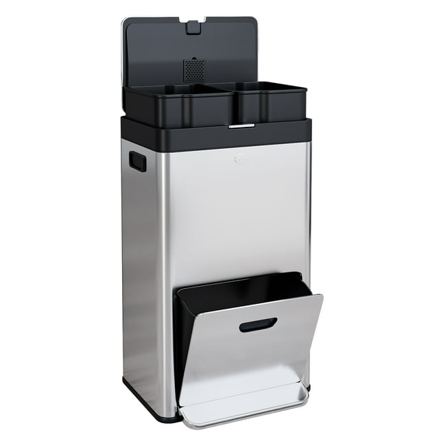 56L / 14.8 GAL Stainless Steel Kitchen Trash Can, Fingerprint-Proof ...