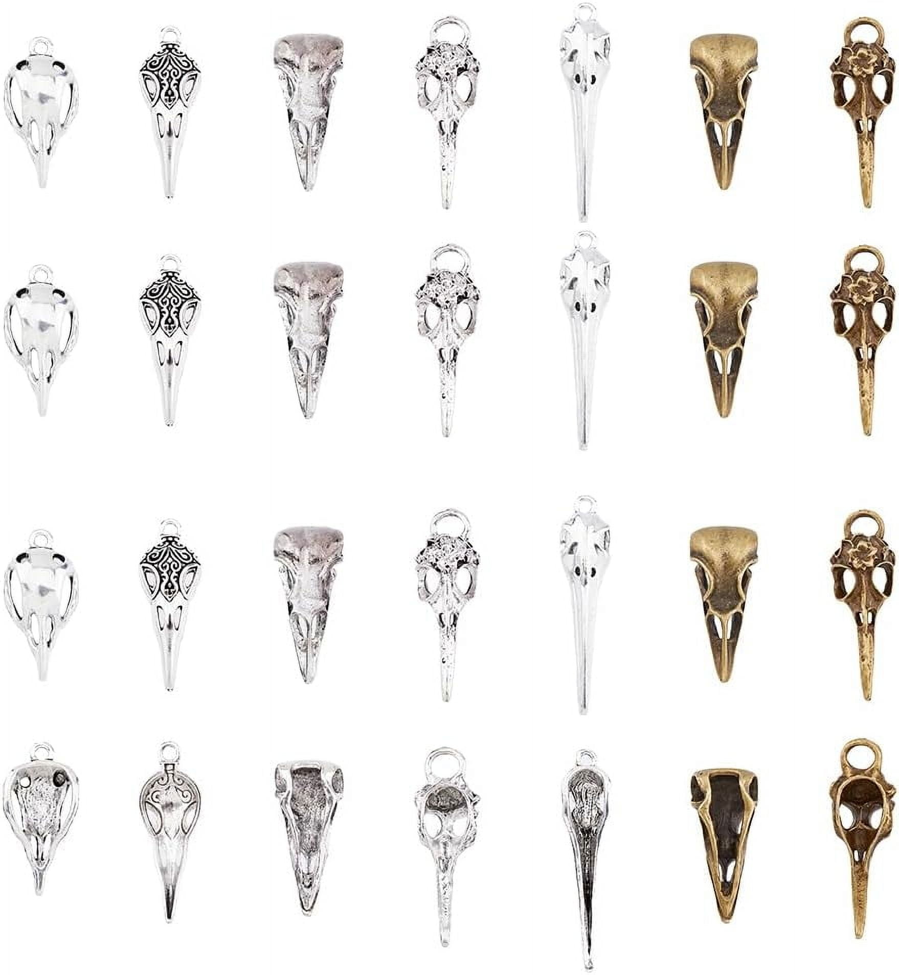 56PCS 7 Style Bird Head Charms Raven Skull Charms Alloy Phantom Gothic ...