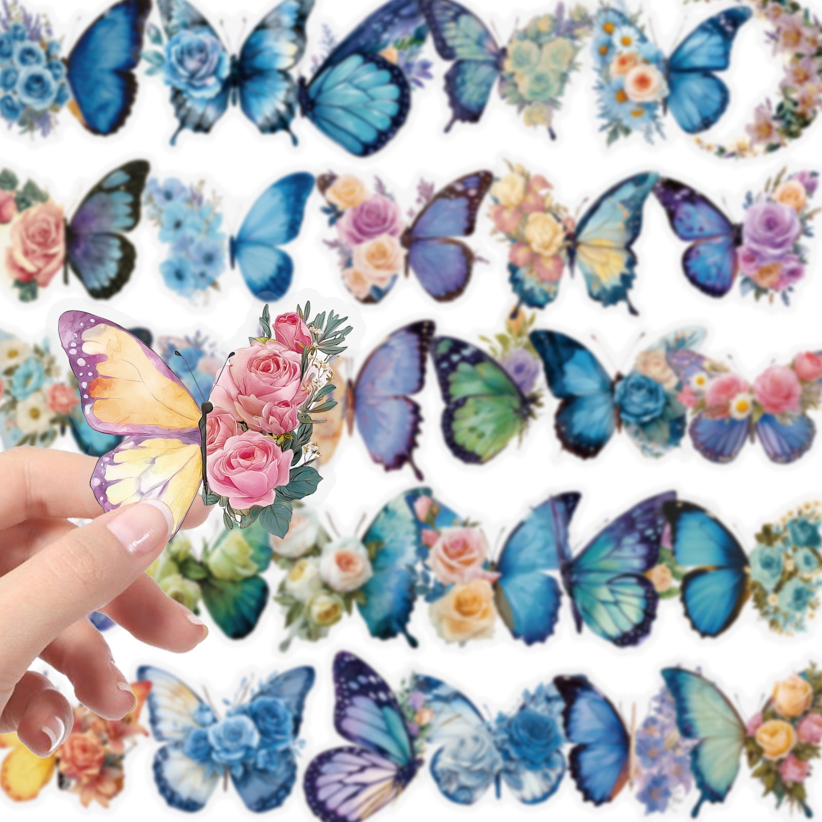 56PCS Transparent Butterfly Scrapbook Stickers, Waterproof Tiny ...