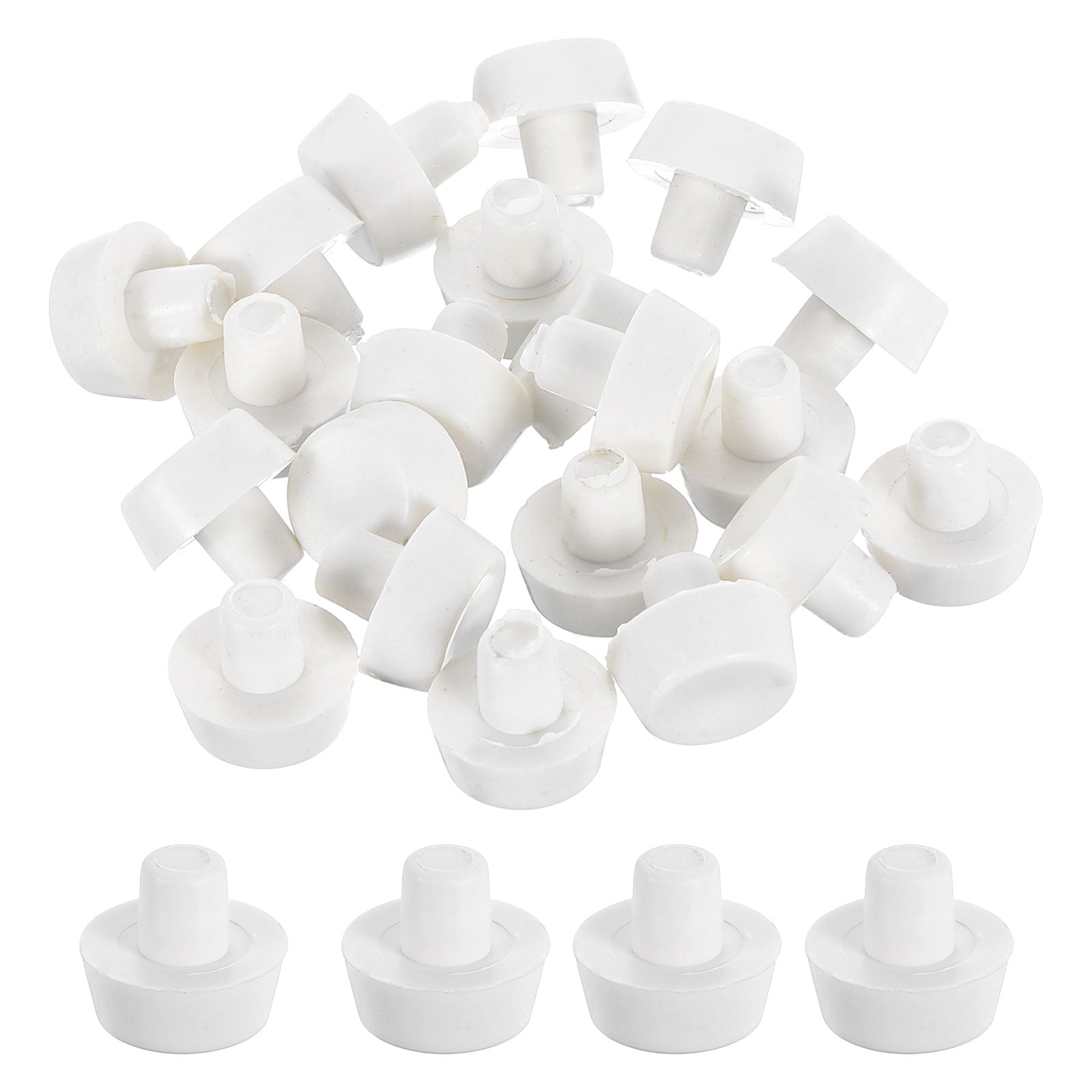 56Pack 6mm/0.24" Glass Table Top Bumpers with Stem Fit 1/4Inch, White ...