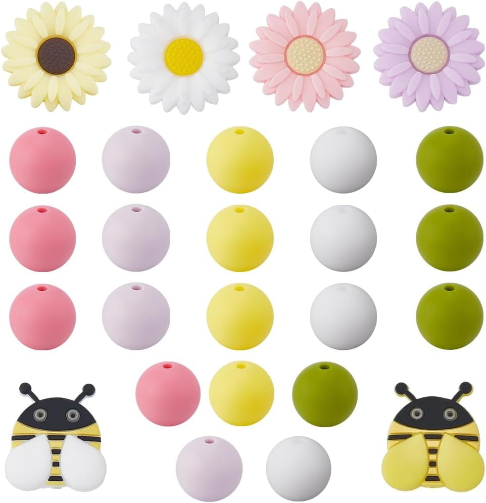 56Pcs 11 Style Food Grade Eco-Friendly Silicone Beads Baby Chew ...