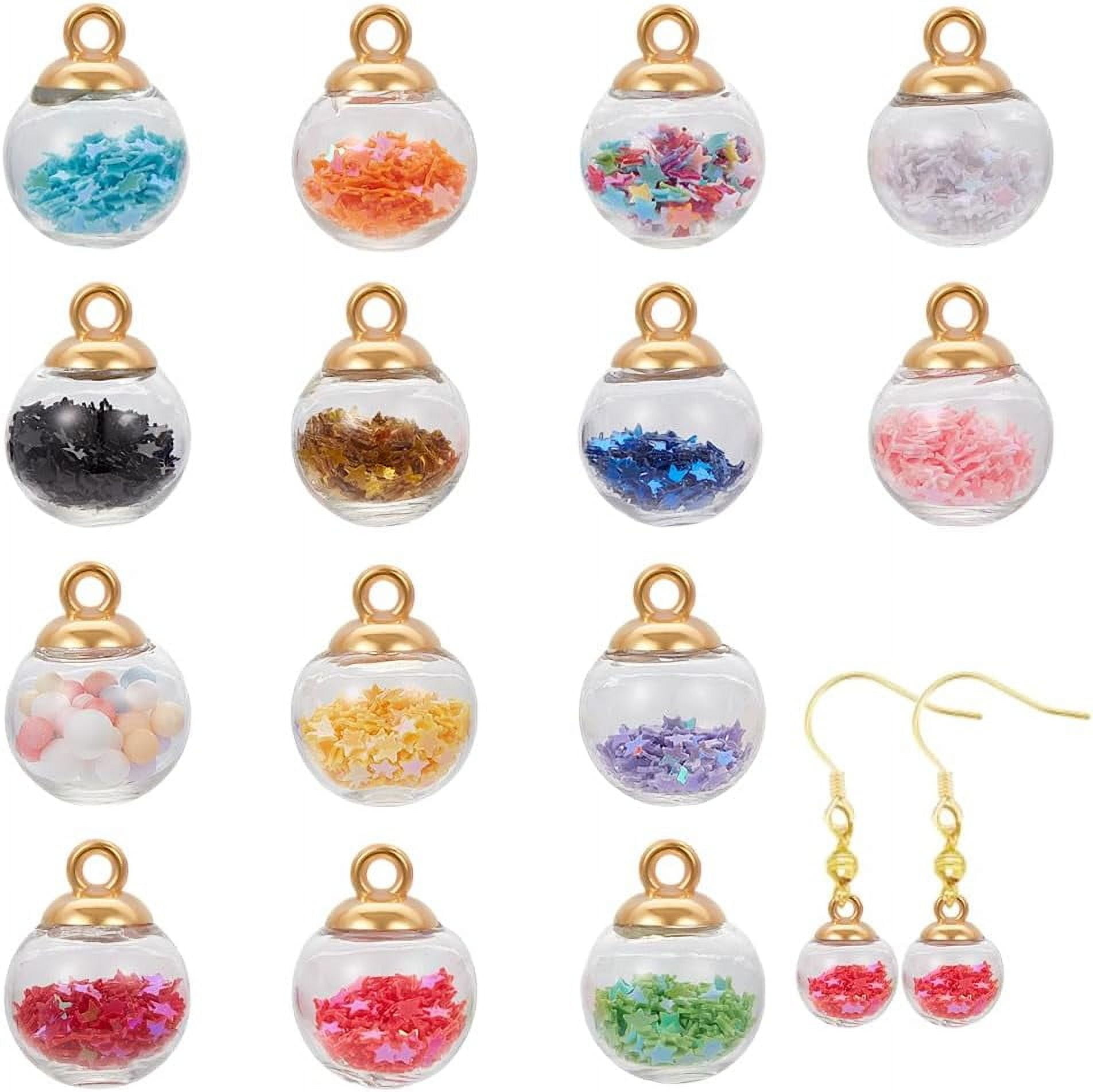 56Pcs 14 Colors Glass Ball Charms 16mm Glass Round Charms with Plastic ...