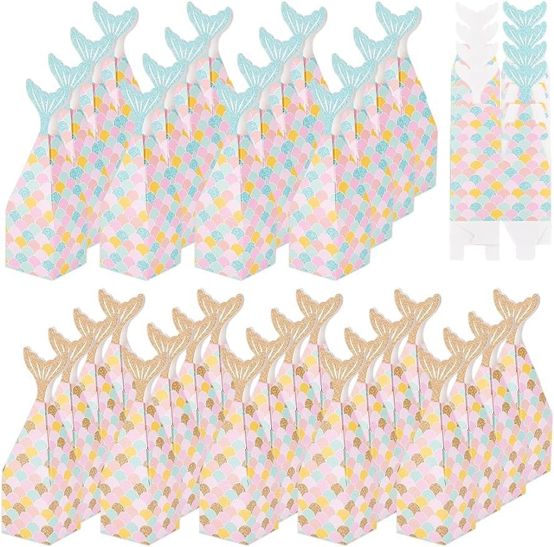 56Pcs 2 Colors Mermaid Paper Candy Boxes Mermaid Party Boxes Favors ...