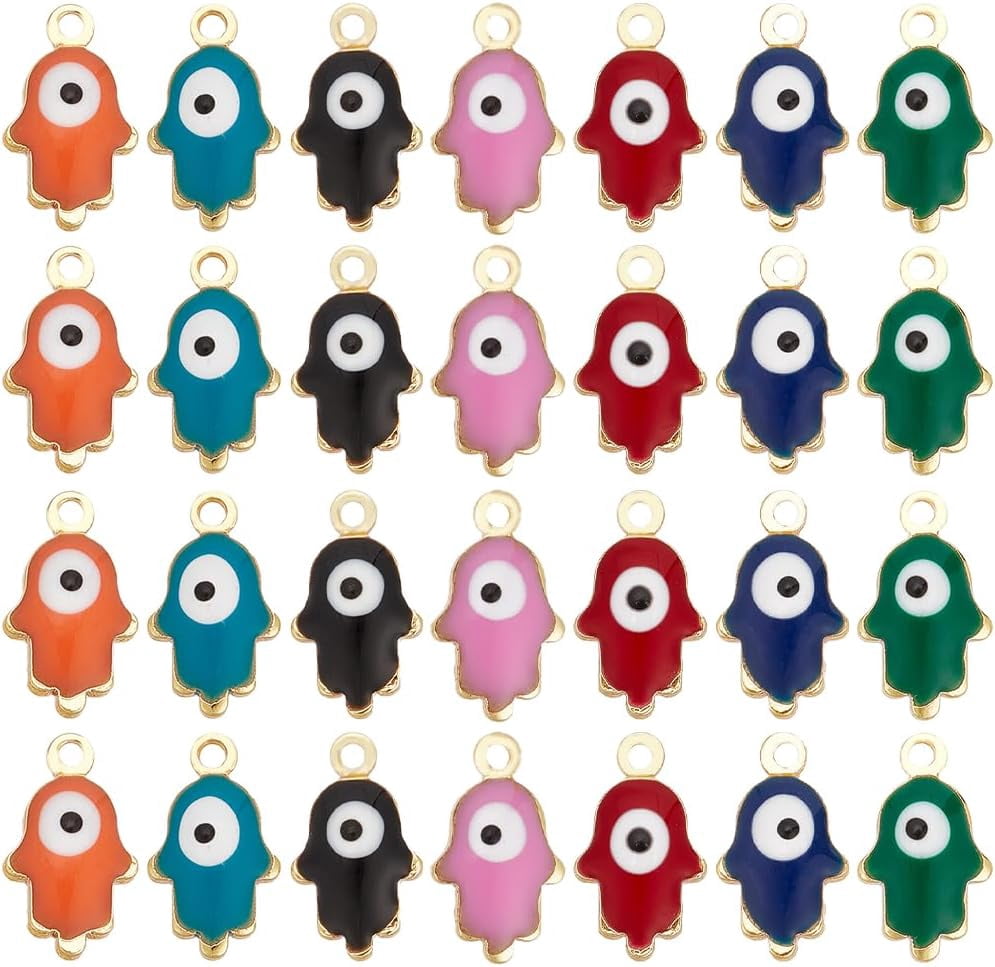 56Pcs 7 Colors Hamsa Hand Charms Charm Hamsa Hand Beads Egyptian Eye ...