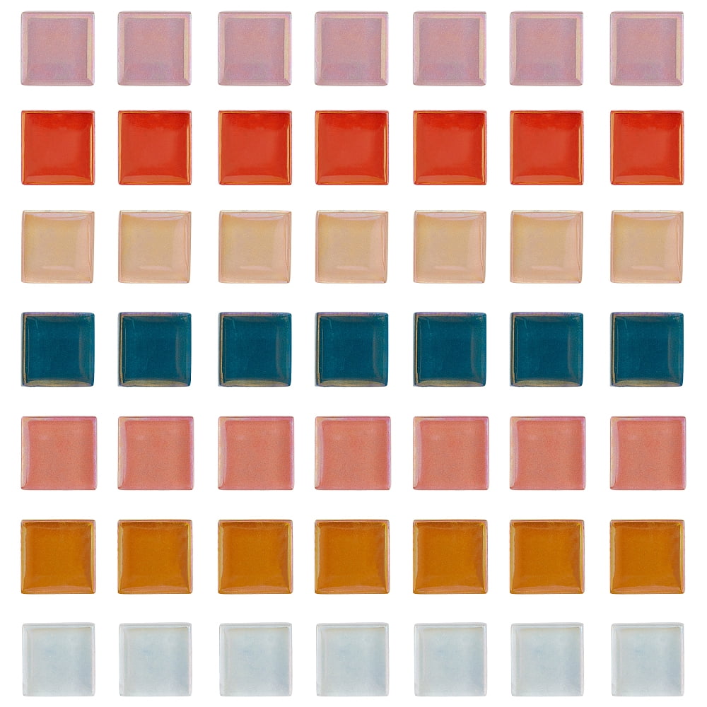 56Pcs 7Colors Glass Mosaic Tile Craft Material Mosaic Tile Micro Glass ...