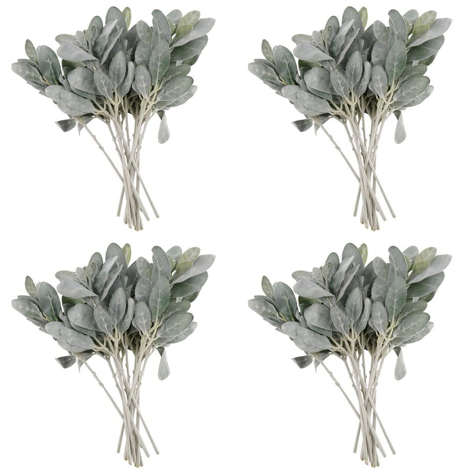 56Pcs Artificial Flocked Greenery Leaves Short Stems,Faux Lambs Ear ...