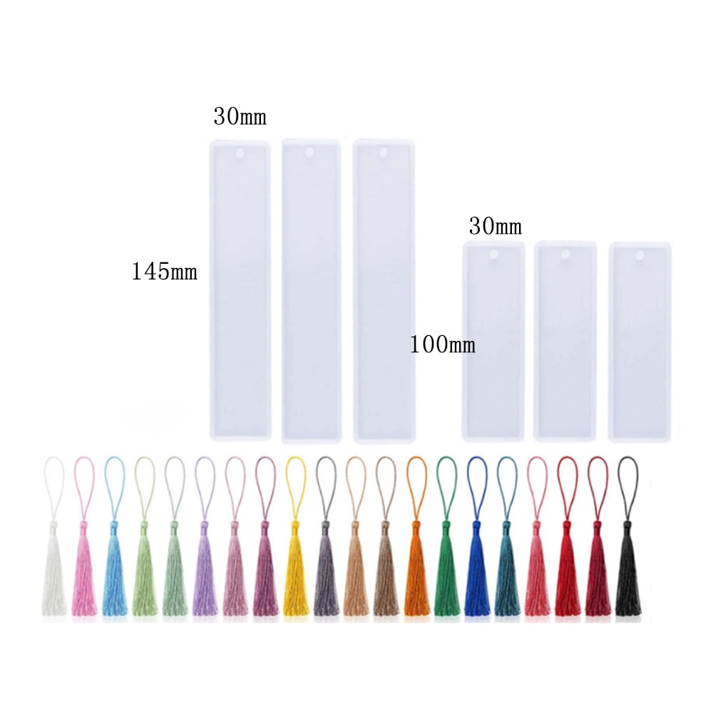 56Pcs Bookmark Epoxy Resin Mold Set with Colourful Tassel Bookmark ...