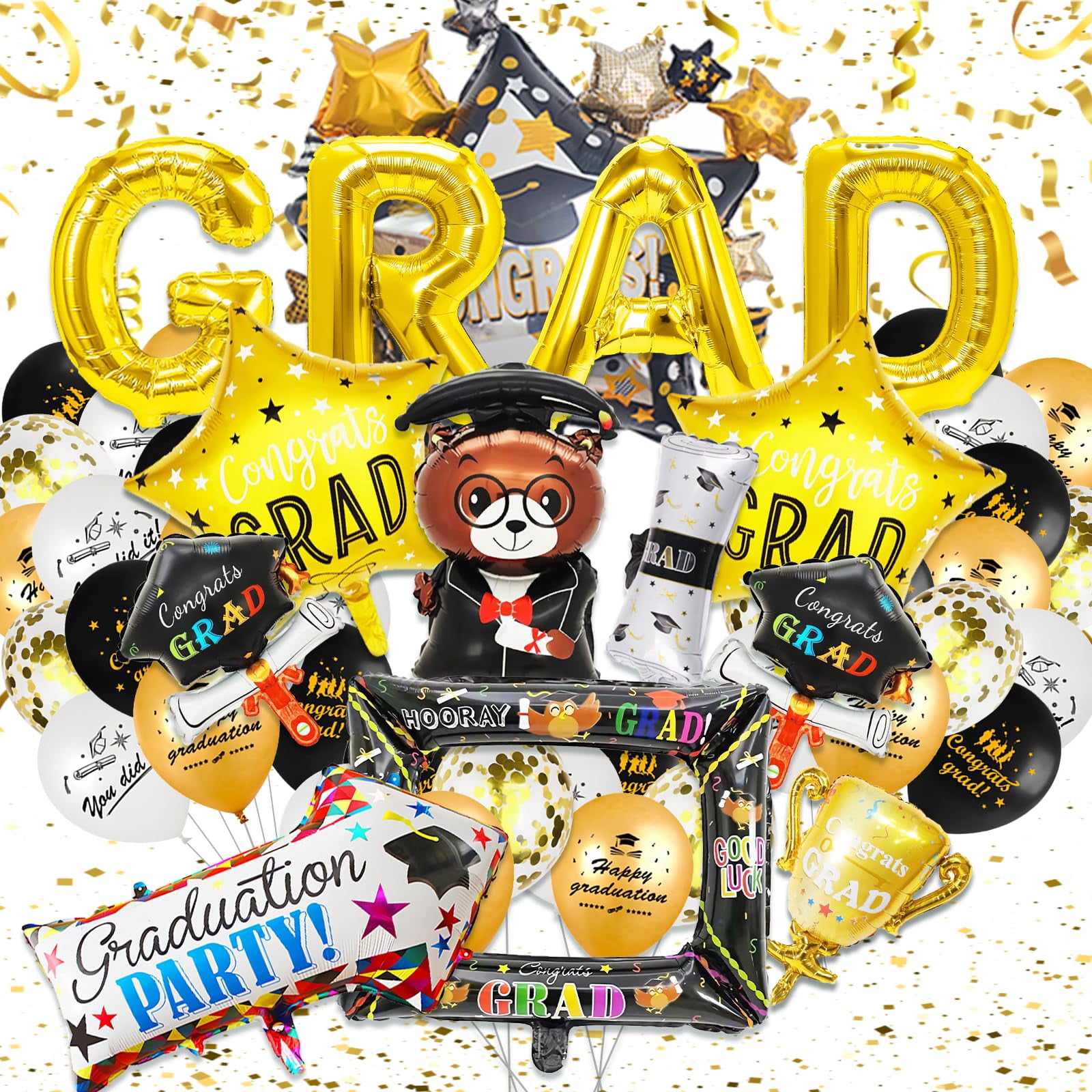 56Pcs Graduation Balloons 2024, SSF20 Grad Foil Balloons Graduation ...