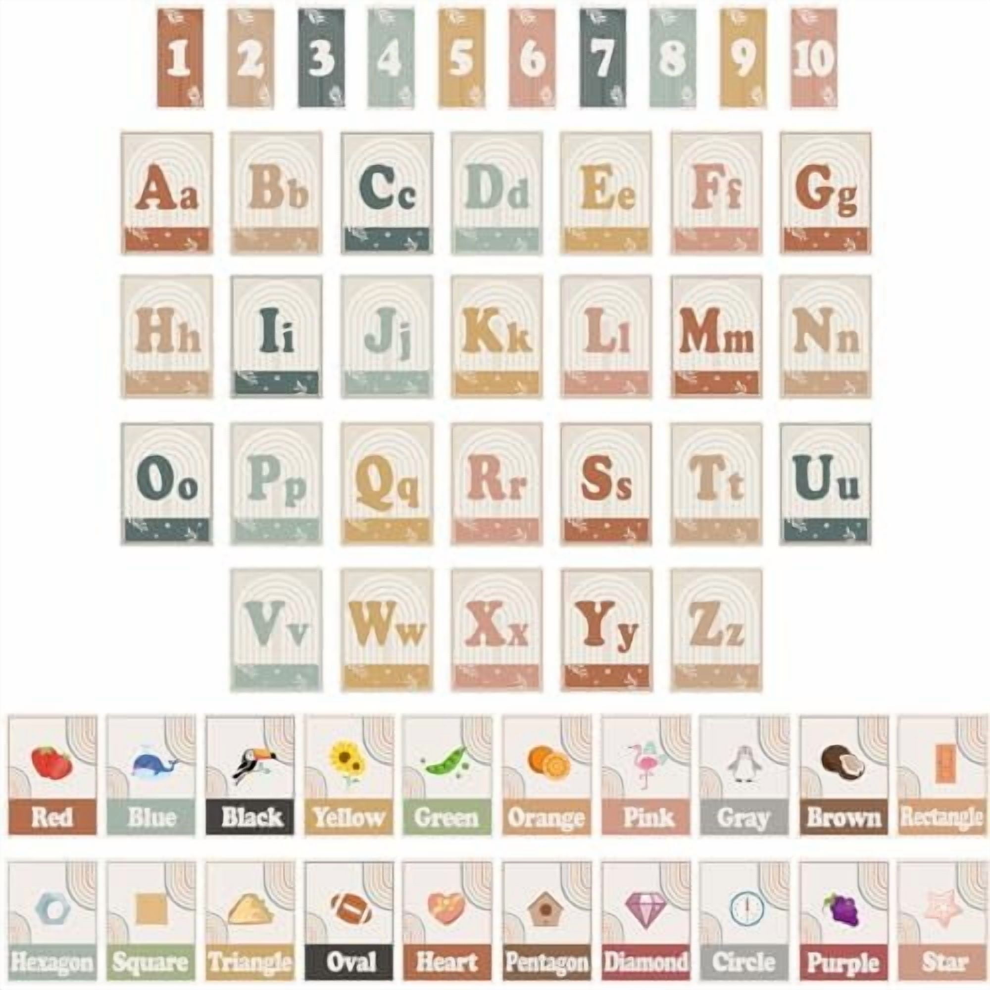 56Pcs Modern Boho Alphabet Poster for Classroom Wall Decor, Letters ...