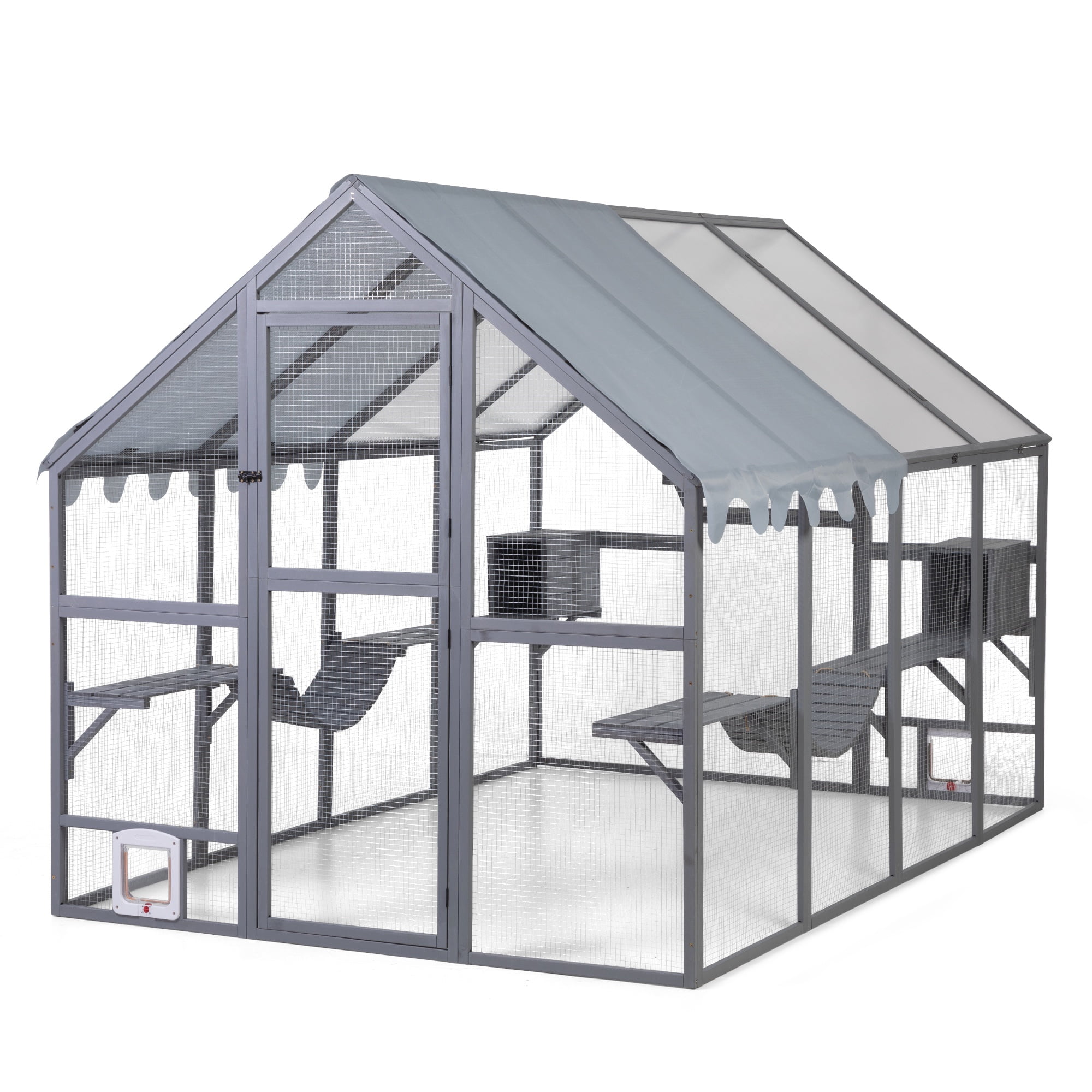Seizeen 56ft² Outdoor Cat House: Large Catio Enclosure with Dark Panel ...