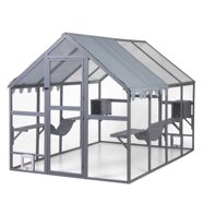 COZIWOW 108" Outdoor Large Cat Enclosure Wooden Cat Catio Outside Cat ...
