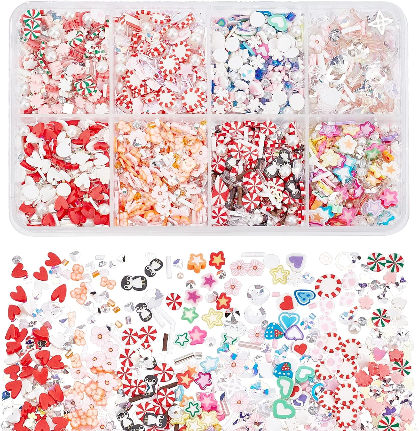 56g 8 Style Slime Charms Sprinkle Polymer Slices Clay Christmas Theme ...