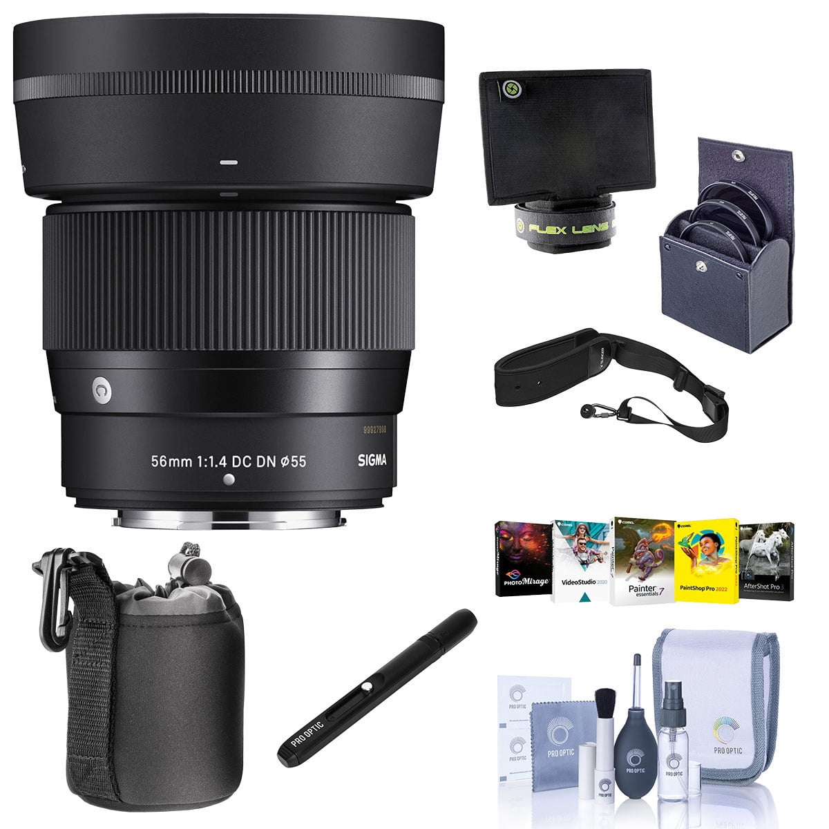56mm f/1.4 DC DN Contemporary Lens for Fujifilm X, Bundle with 55mm ...