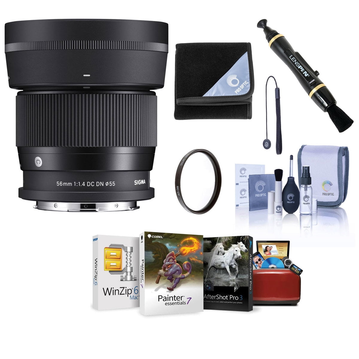 Sigma 56mm f/1.4 DC DN Contemporary Lens for L Mount, Bundle with ...