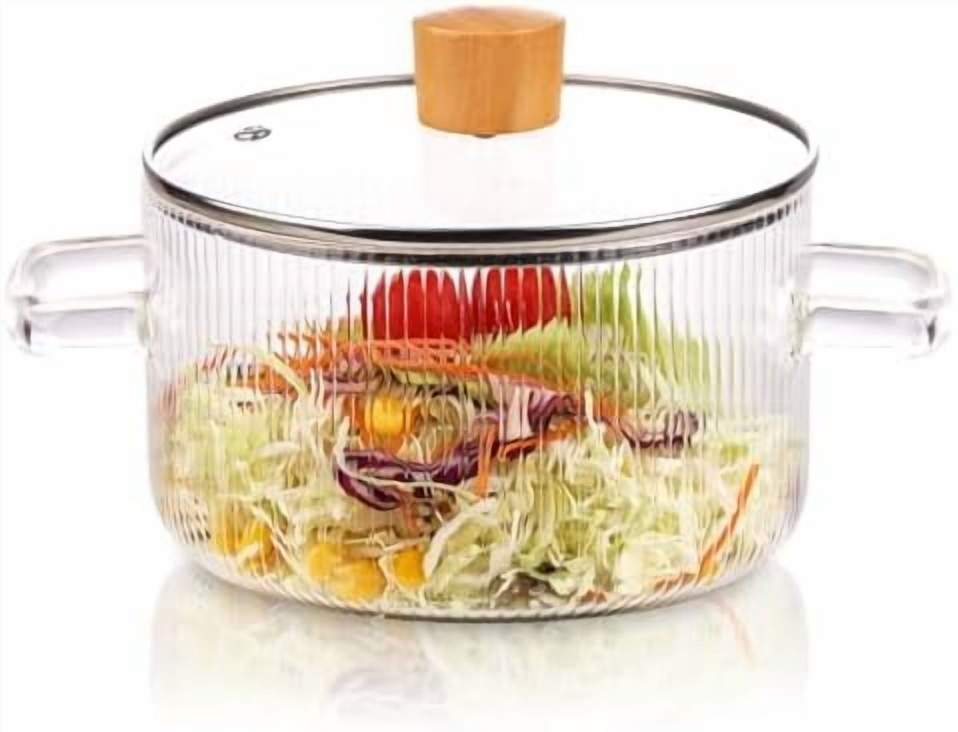56oz Small Glass Cooking Pot with Lid, Glass Stovetop Pot, Heat ...