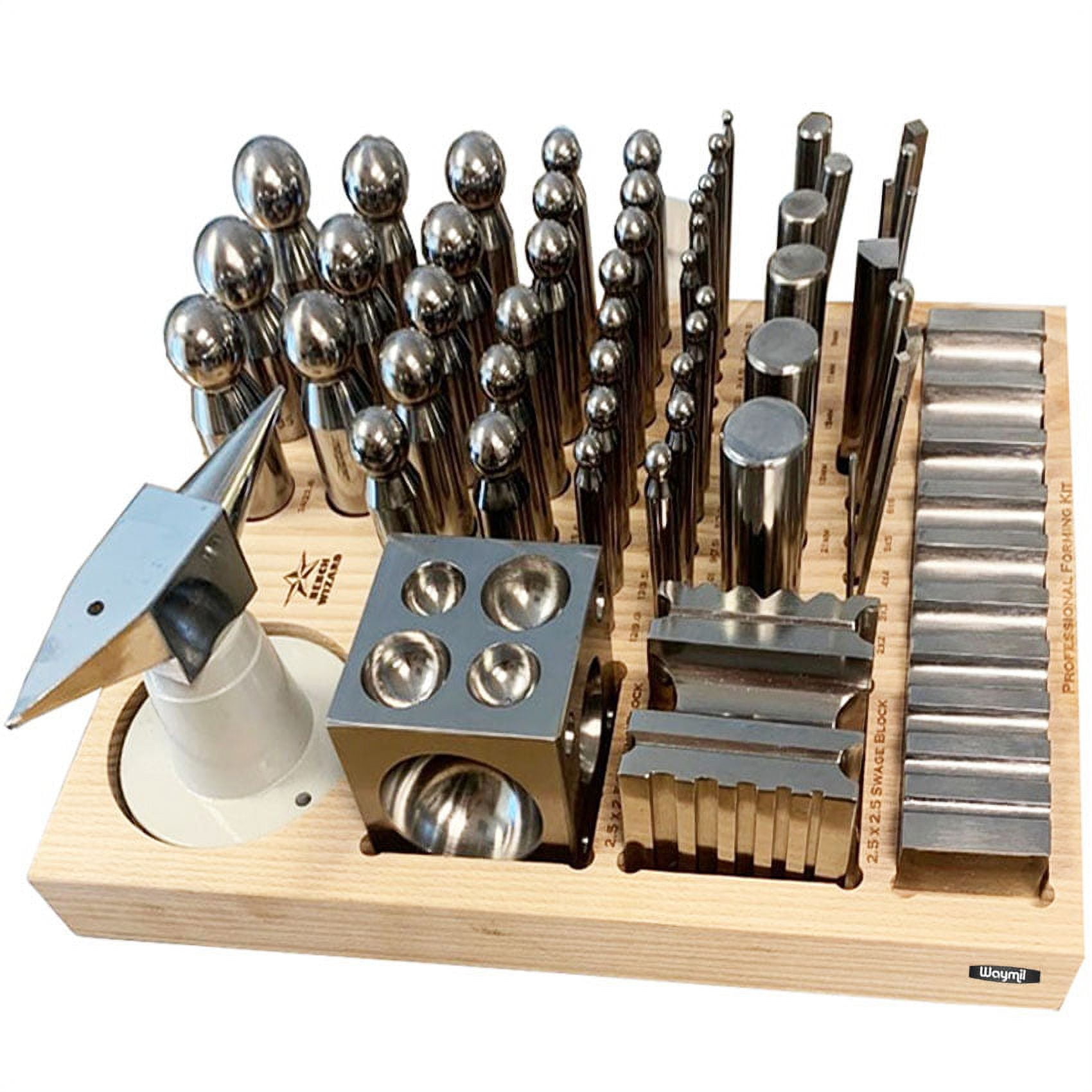 56pc Dapping Punch Set Jumbo Doming & Steel Swage Block Pro Jewelry ...