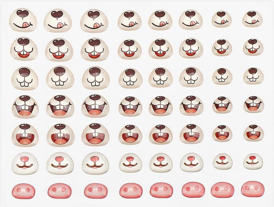 56pcs 3D Resin Adhesive Eyes Stickers Mouth Nose Cartoon Sticker Decal ...