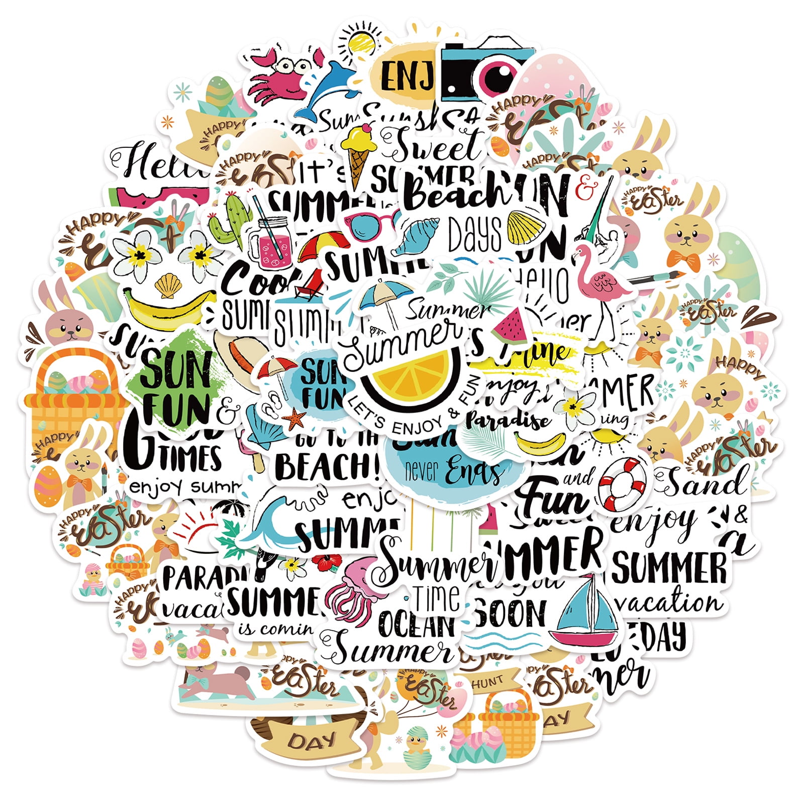 56pcs Cartoon Summer Cute Stickers for Water Bottle, Aesthetic Vsco ...