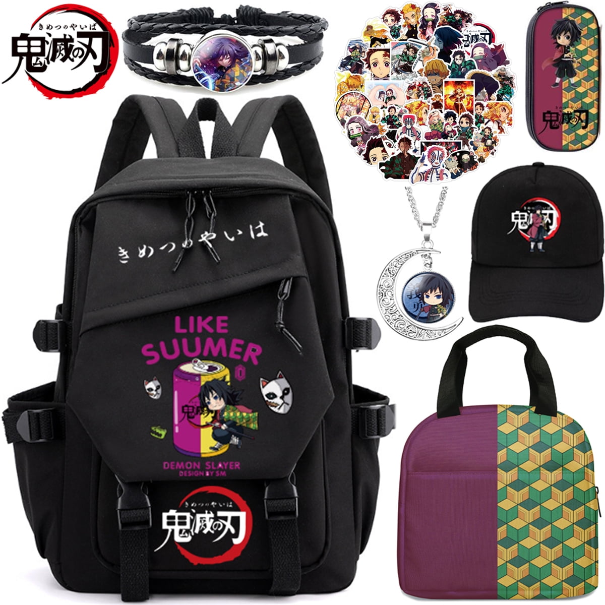 56pcs Demon Slayer Agatsuma Zenitsu School Backpack kits - Walmart.com