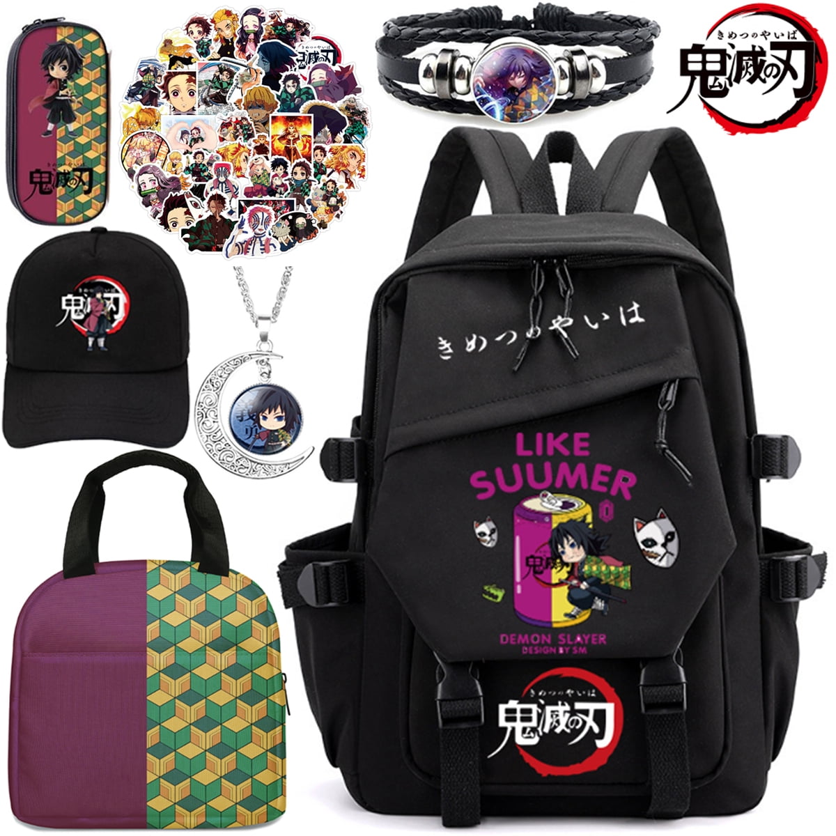 56pcs Demon Slayer Giyuu Teenage Backpack Students Bookbag - Walmart.com