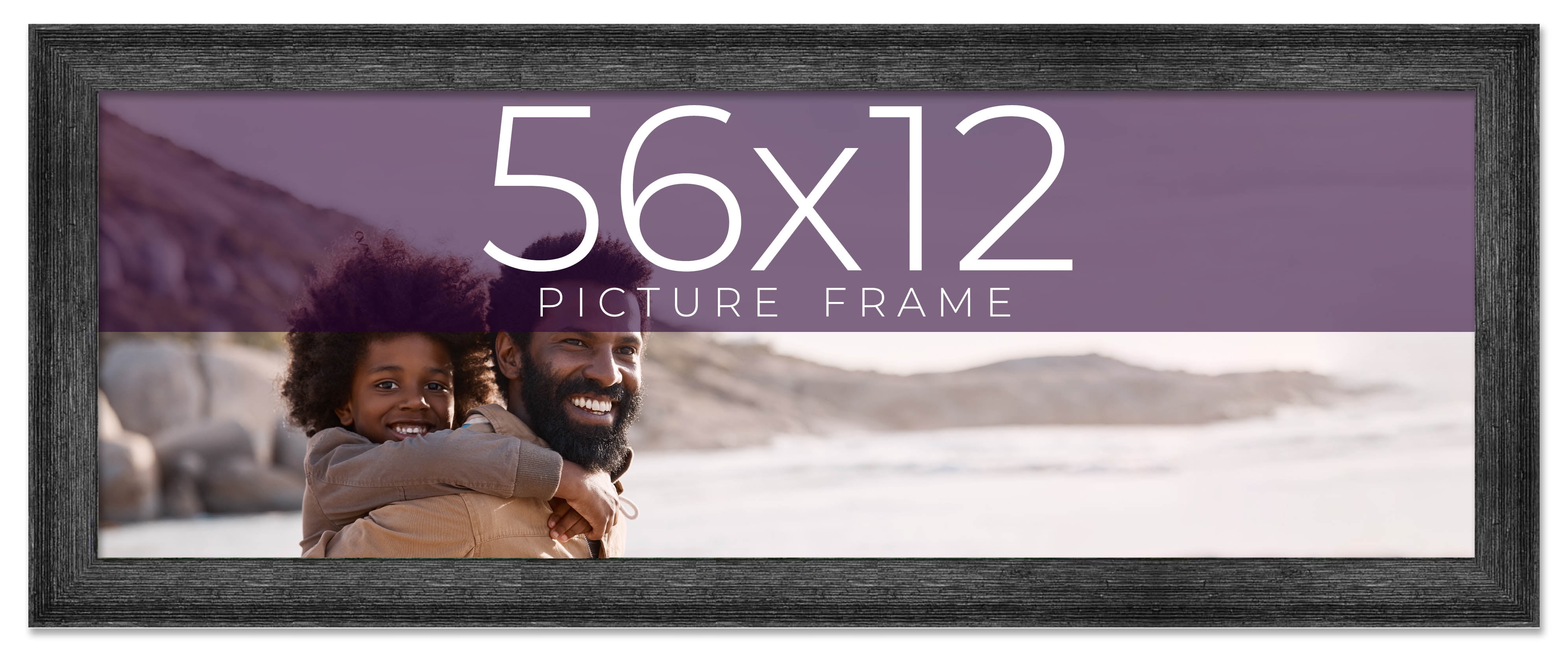 56x12 Frame Black Real Wood Picture Frame Width 1.5 inches | Interior ...