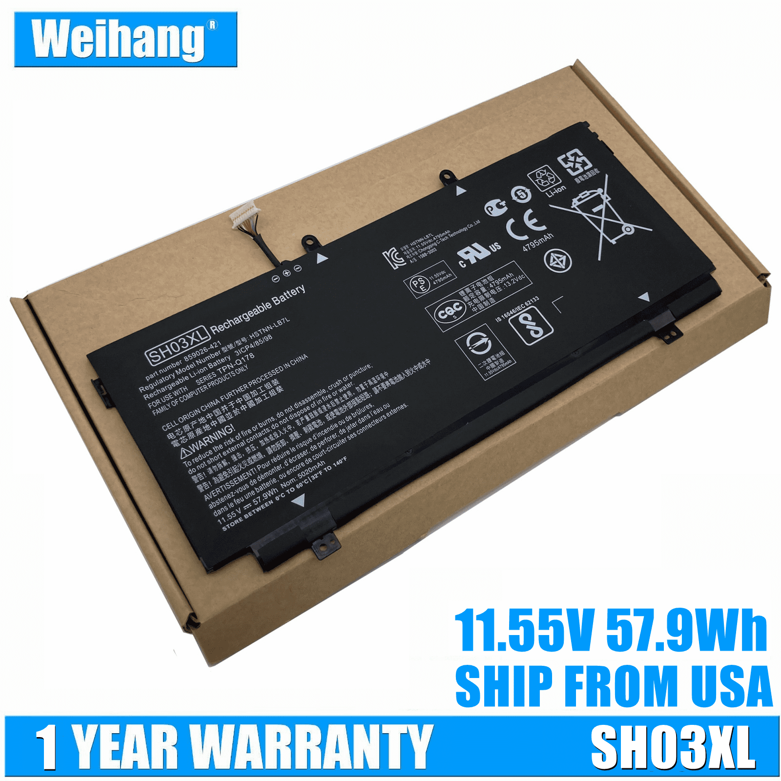 57.8Wh OEM Quality Laptop Battery SH03XL for HP Spectre X360 13-W000 13 ...