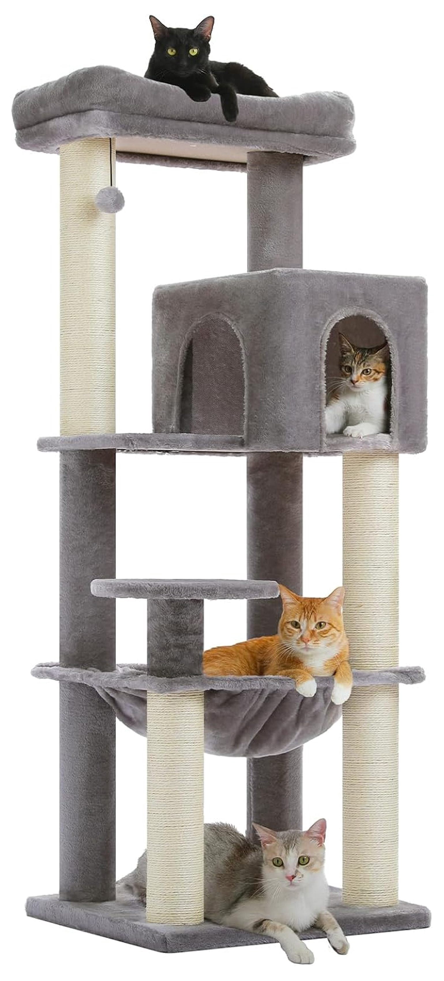 57.9'' Cat Tree for Large Cats, Multi-Level Tower with Scratching Posts ...