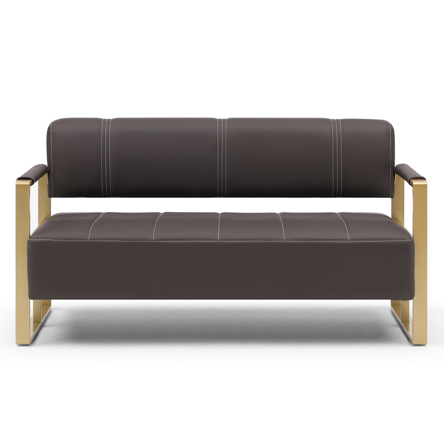 57.9" Width Modern Sofa 2-Seat, Bonded Leather Sofa Couch, Loveseat ...