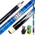 57" Blue Pool Cue - 13mm Multi-Layer Leather Tip Billiard Stick with ...