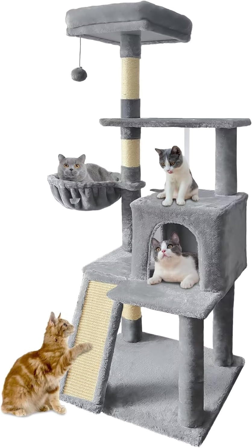 57" Cat Tree Tower for Indoor Cats, Multi-Level Cat Tower Condo with ...