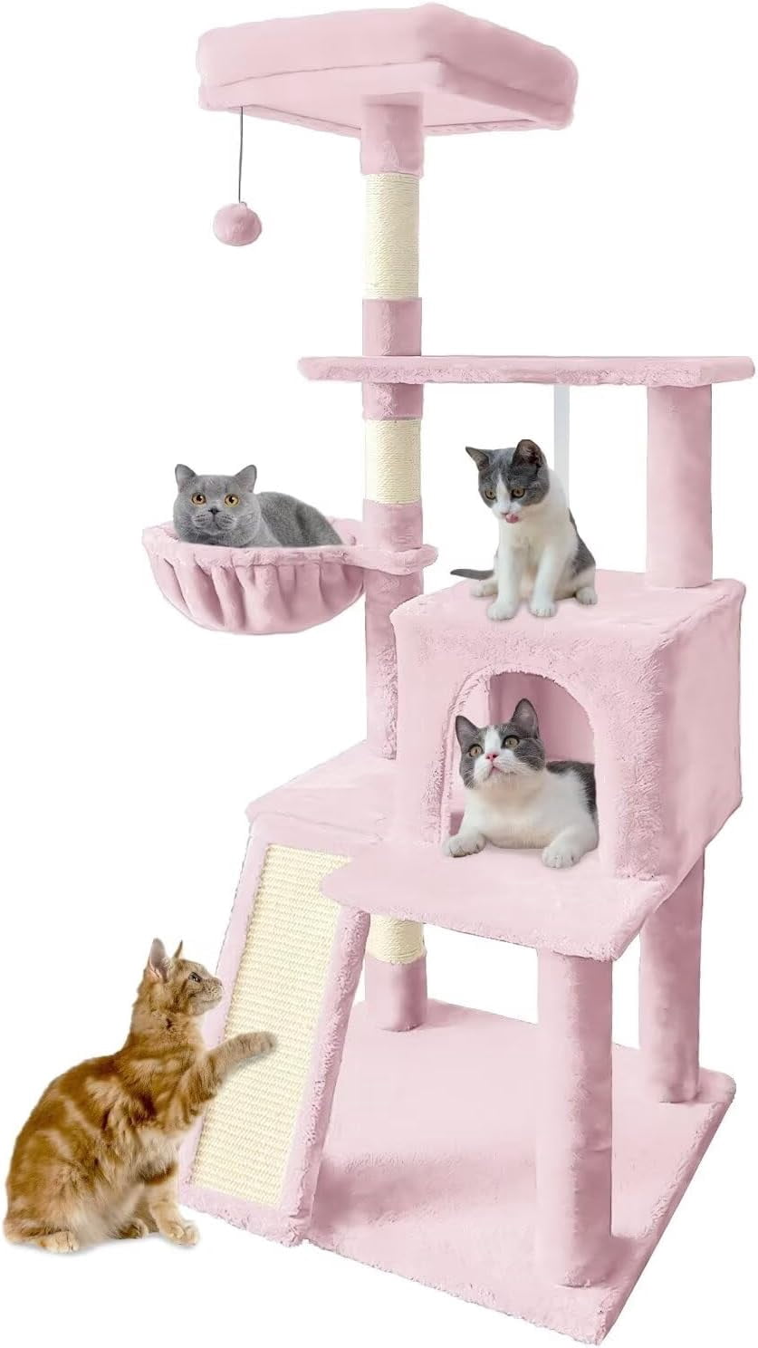 57" Cat Tree Tower for Indoor Cats, Multi-Level Cat Tower Condo with ...