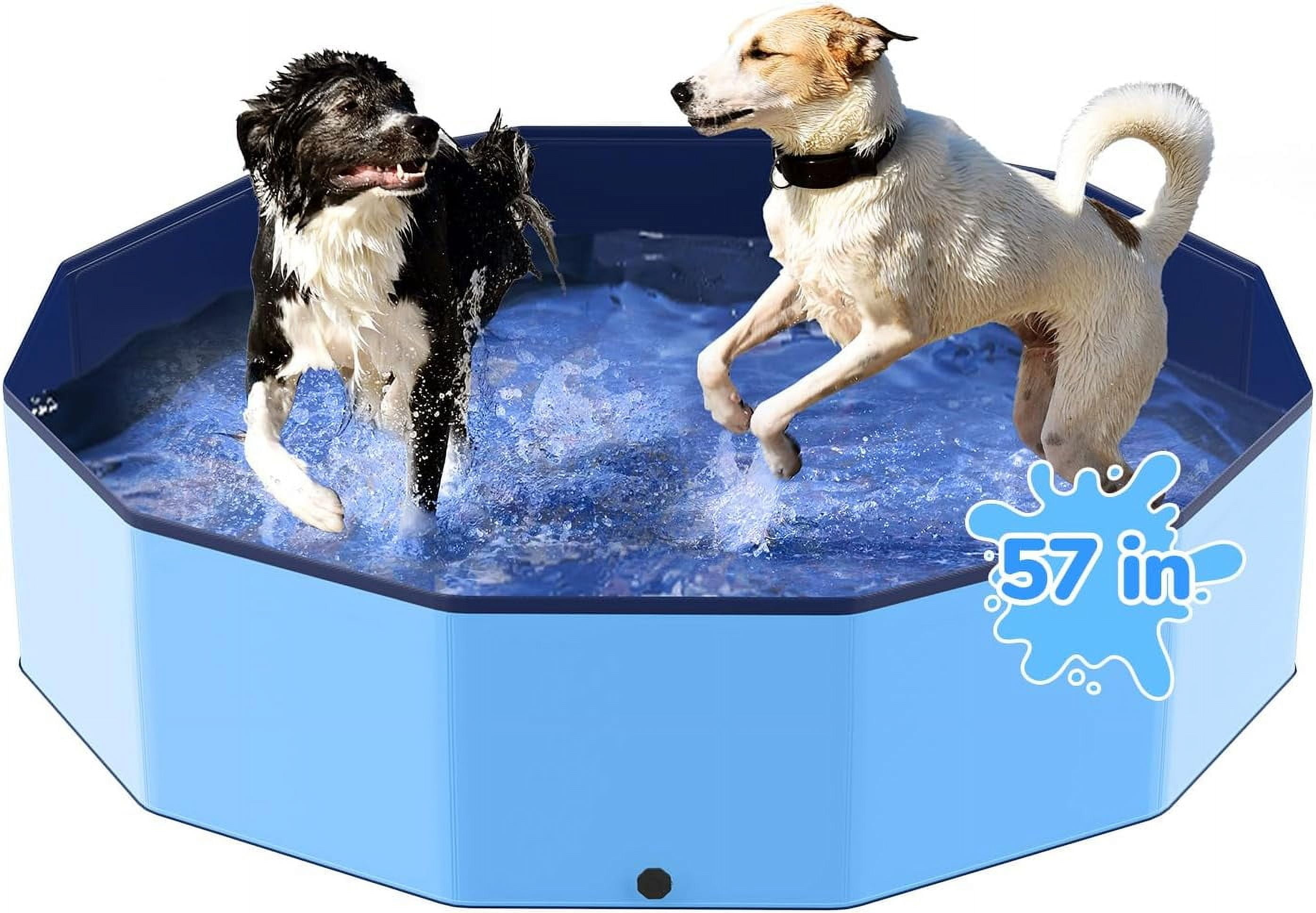 57'' Foldable Dog Pet Bath Pool, Heavy Duty Non-Slip Kiddie Pool ...