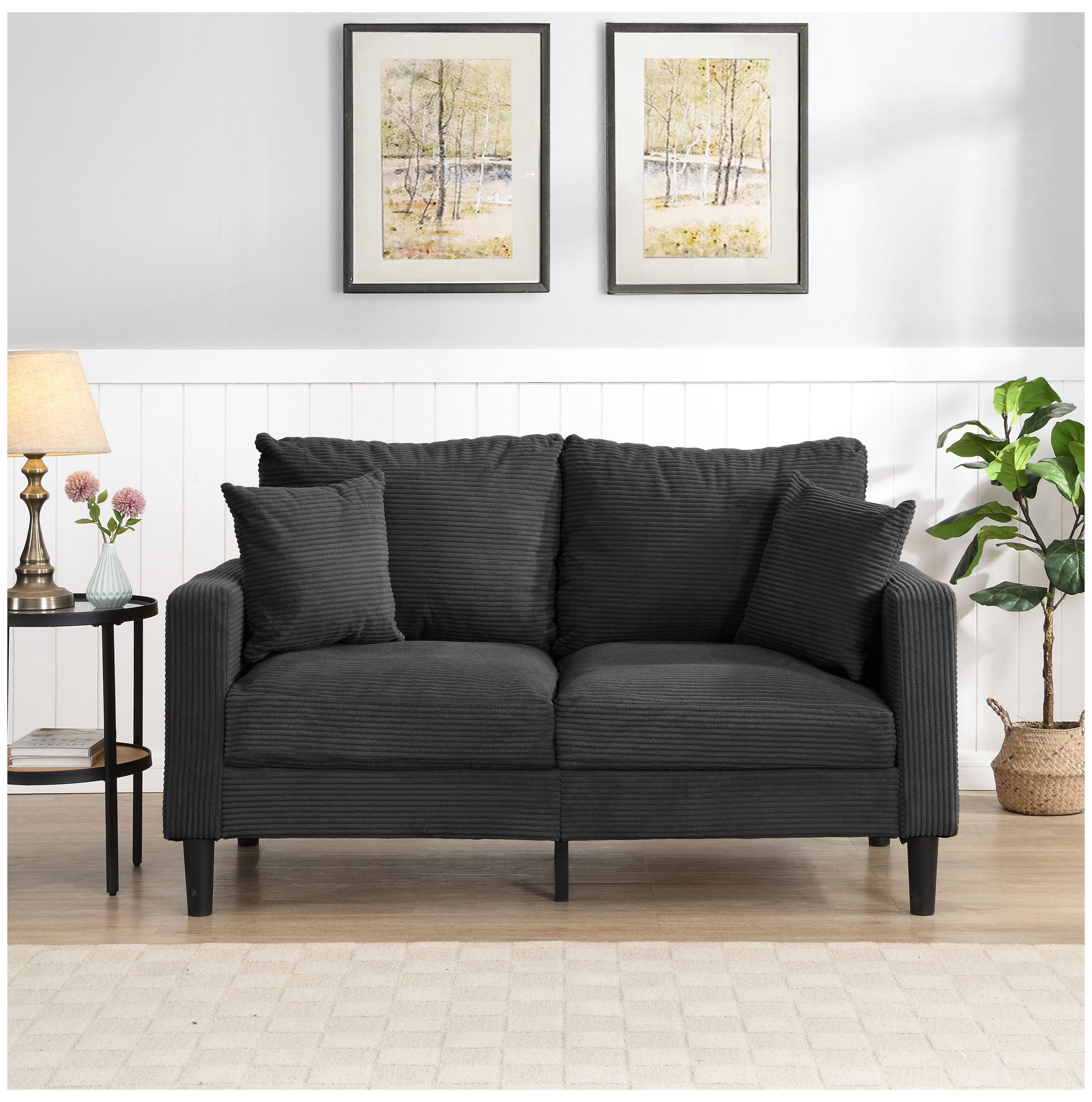 57 " High Resilience Loveseat Sofa, Wooden Frame 2 Seat Sofa, Comfy ...