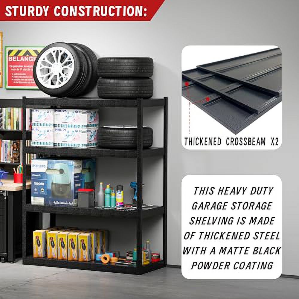57" Hx39.4 Wx19 D 4 Tier Heavy Duty Garage Shelving 2450 lbs Garage ...