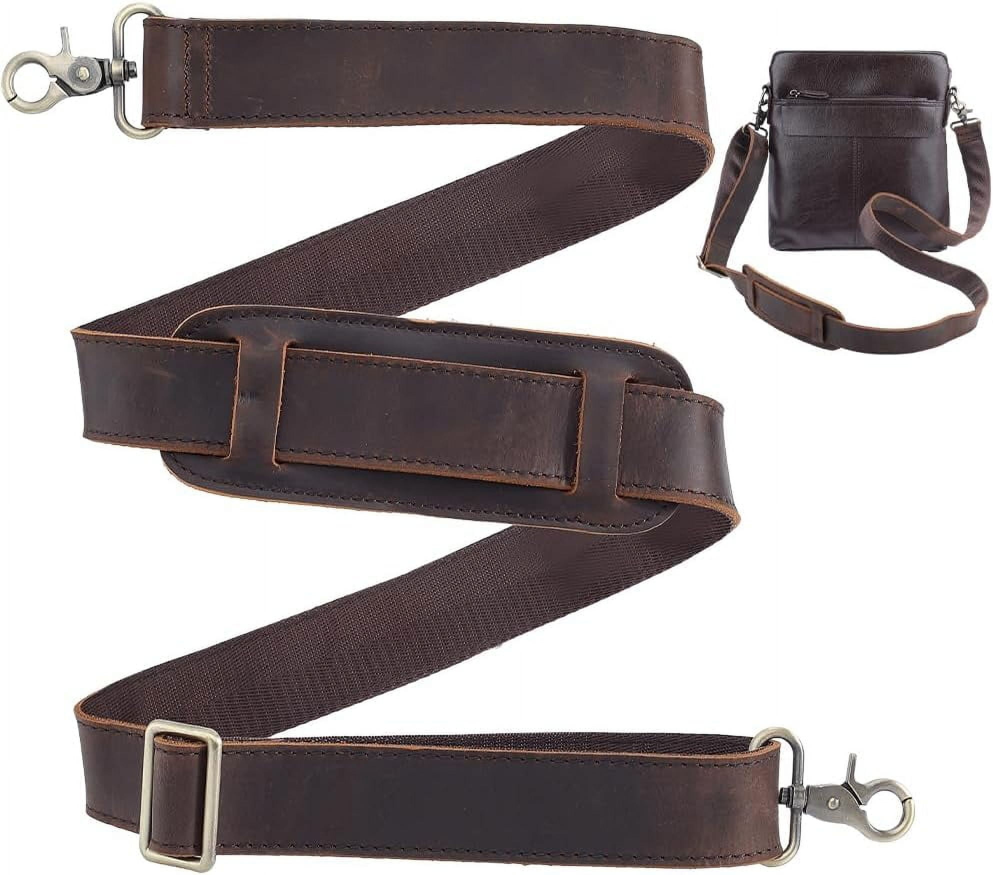 57 Inch Adjustable Bag Shoulder Strap Brown Full Grain Leather ...