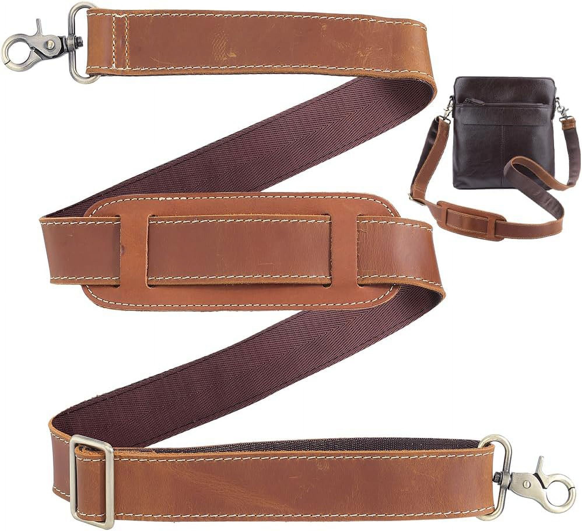 57 Inch Bags Adjustable Strap Saddle Brown Full Grain Leather ...