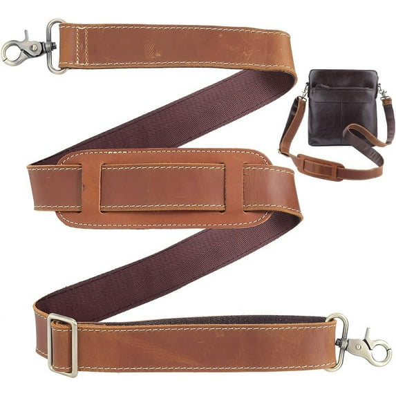 57 Inch Bags Adjustable Strap Saddle Brown Full Grain Leather ...