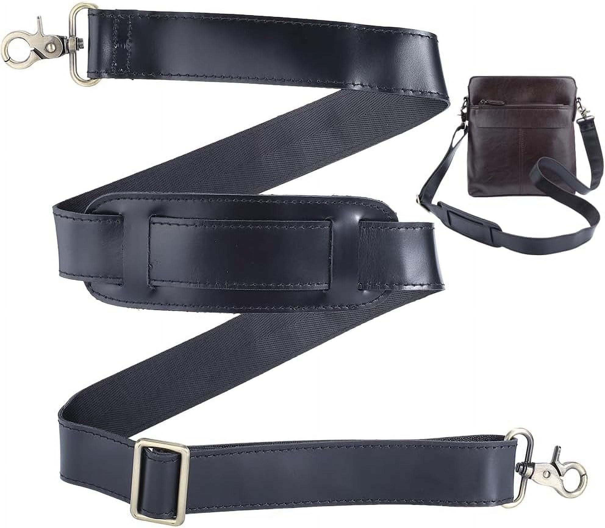 57 Inch Shoulder Bag Replacement Strap Black Full Grain Leather ...