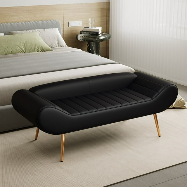 57 Inch Sofa Stool, 2 Seat Bedroom Benches at Foot of Bed, Rolled Arm ...