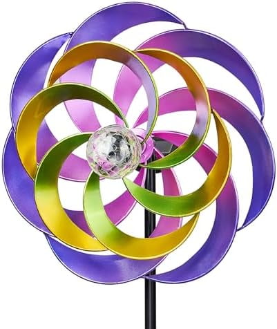57 Inch Solar Wind Spinners with Metal Garden Stake, Outdoor Wind ...