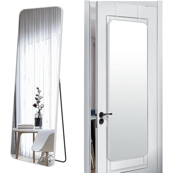 57 Inch Tall x 20 Inch Wide Full-Length Rectangular Mirror with Floor ...