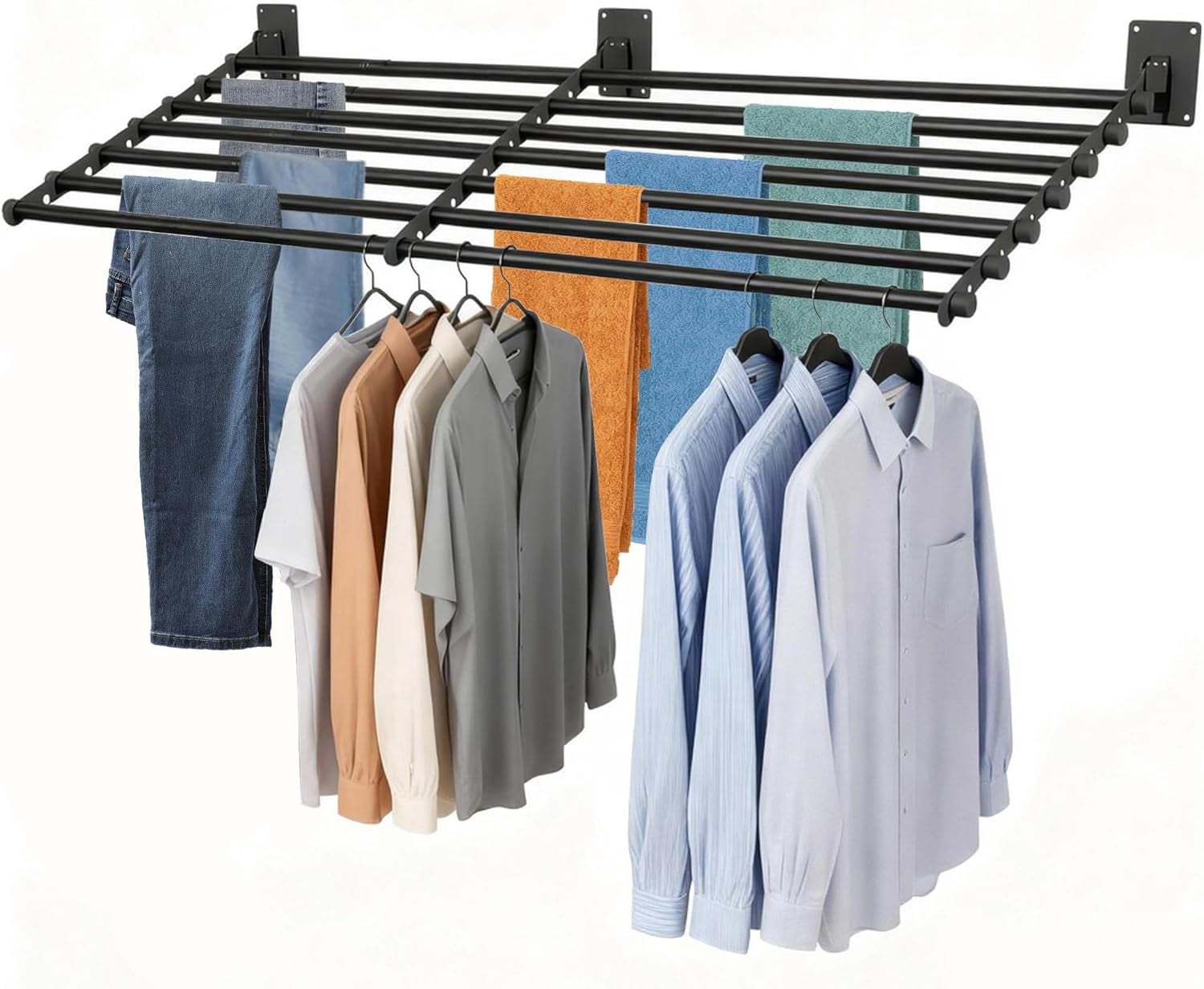 57-Inch Wall Mounted Collapsible Indoor Clothes Drying Rack - Walmart.com