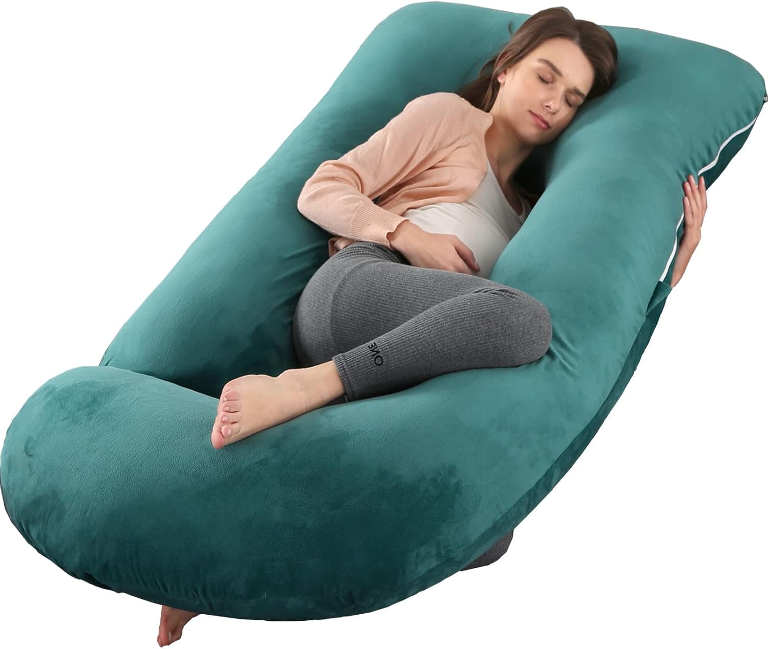 57 Inches U Shaped Pregnancy Pillow with Removable Cover for Full Body ...