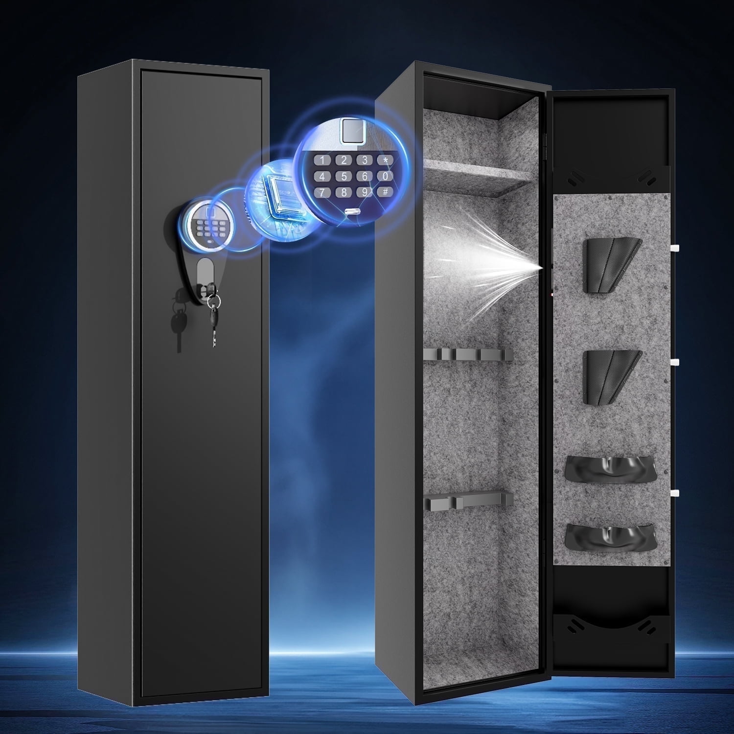 CXUZCZ 57" Large Fireproof Safe Box, Fingerprint Digital Home Safe with ...