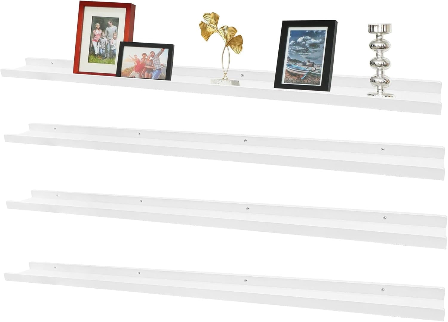 57" Long Floating Picture Ledge Shelf with Lip Set of 4 for Rustic ...