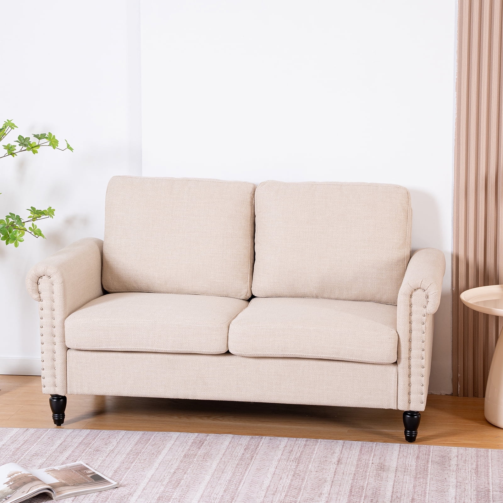 57 Loveseat Sofa,2 Seat Couch with Linen Fabric,Small Couches for Small ...