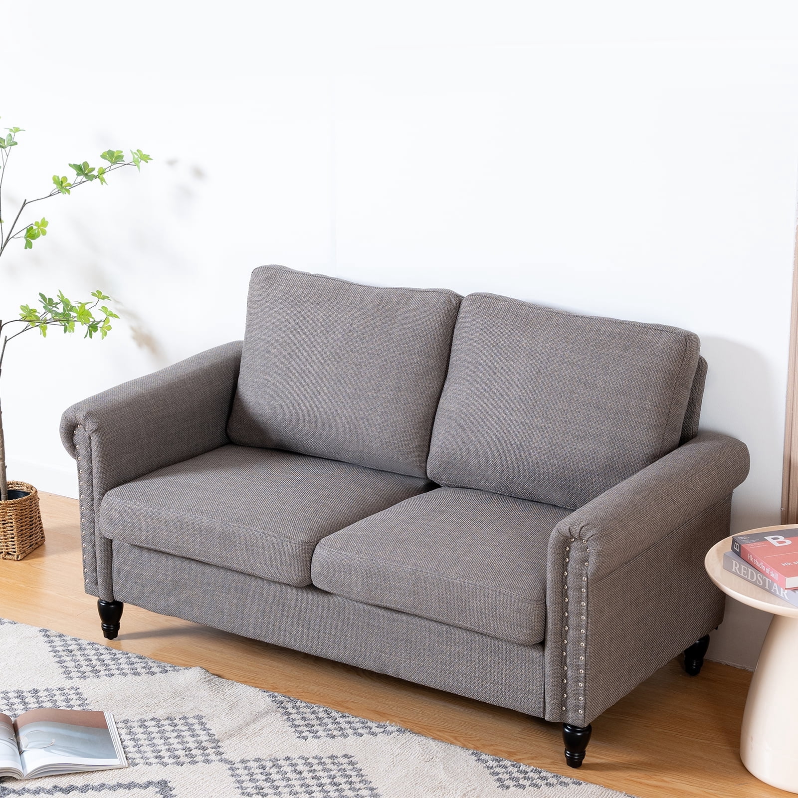 J.C.UP Loveseat Sofa, 57'', Linen Fabric, Small Couches - Walmart.com