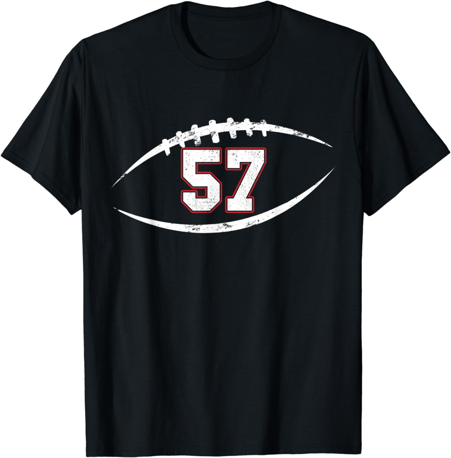 57 Number Vintage Football Player 57 Lucky Number Birthday T-Shirt ...