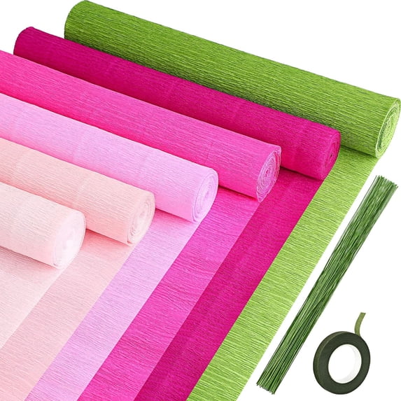 57 Pcs Crepe Paper Flower DIY Kits 6 Rolls 35g Papel Crepe Sheets 50 ...