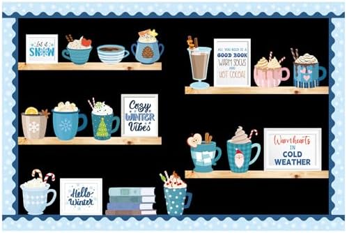 57 Pcs Winter Christmas Hot Cocoa Bulletin Board Set Warm Winter Wishes ...